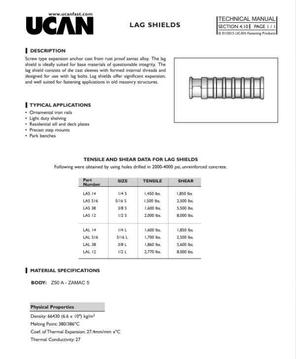 Technical Sheets - UCAN - Fastening Products